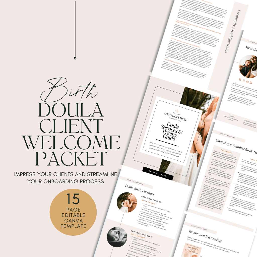 Birth Doula Client Welcome Packet Template | Bloom Birth Studio