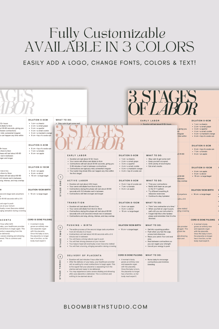Stages Of Labor Cheat Sheet Pdf | Bloom Birth Studio